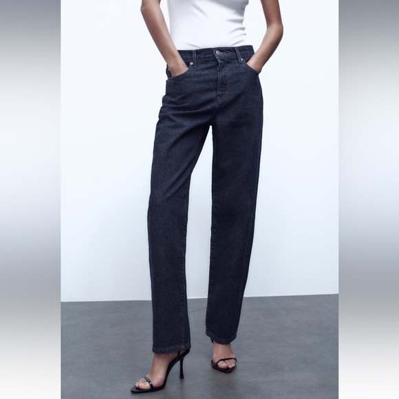 Zara | Jeans | Zara Mis Rise Relaxed Fit Straight Leg Jeans Blogger ...